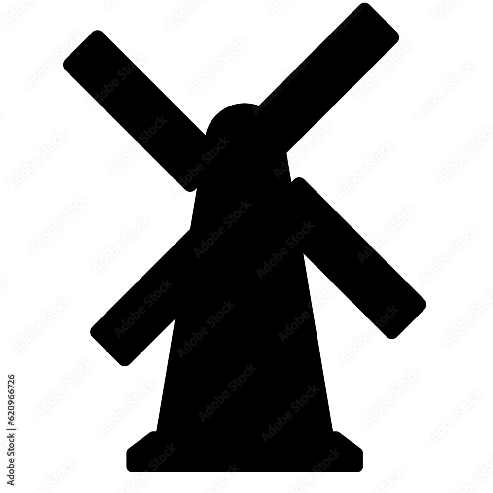 Windmill icon vector illustration. Windmill silhouette for icon, symbol ...