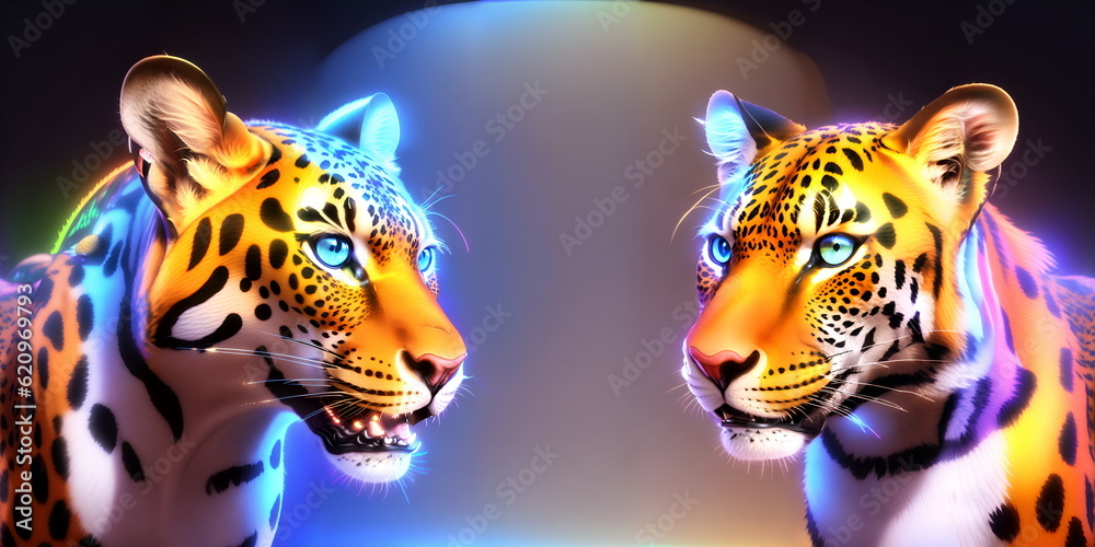 tiger in the night | there are two large leopards facing each other ...