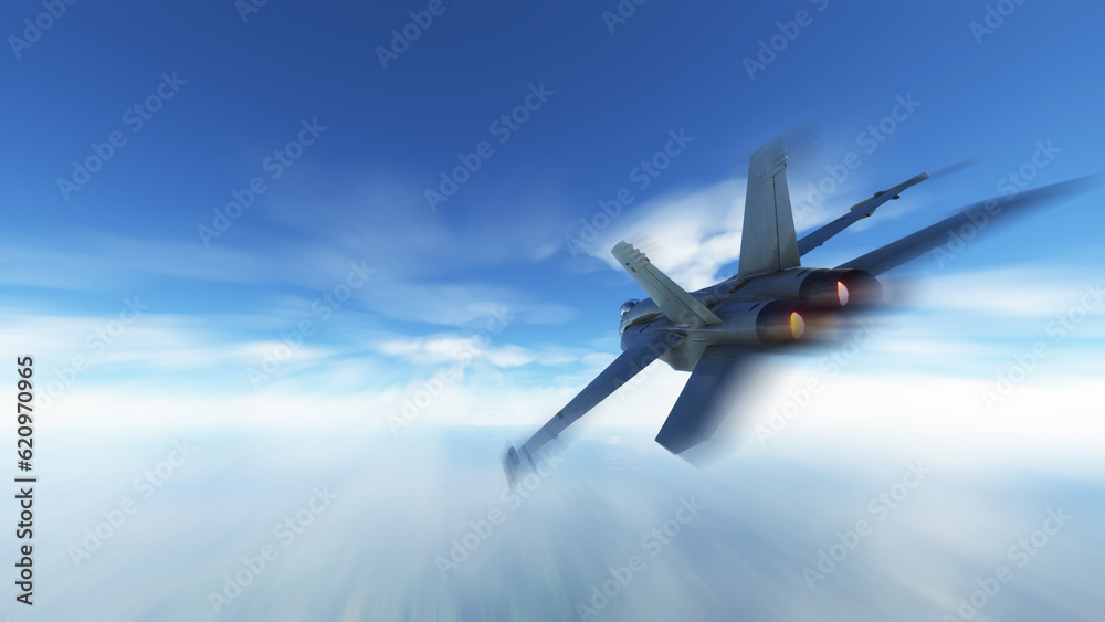 Fighter jet moving fast with fast motion movement bluring. 3D ...