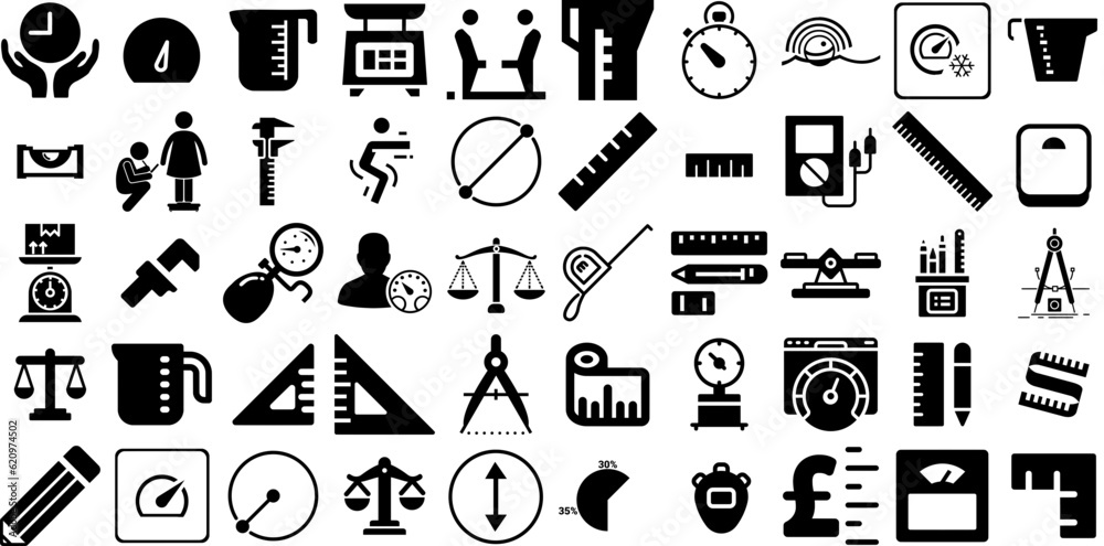 Massive Collection Of Measure Icons Pack Black Modern Elements Symbol ...