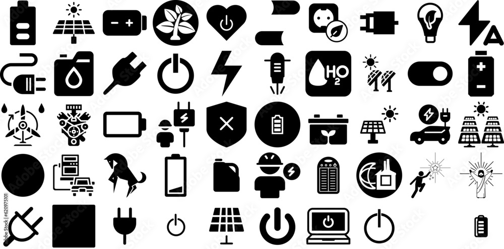 Mega Set Of Power Icons Bundle Linear Simple Symbols Global, Pointer ...