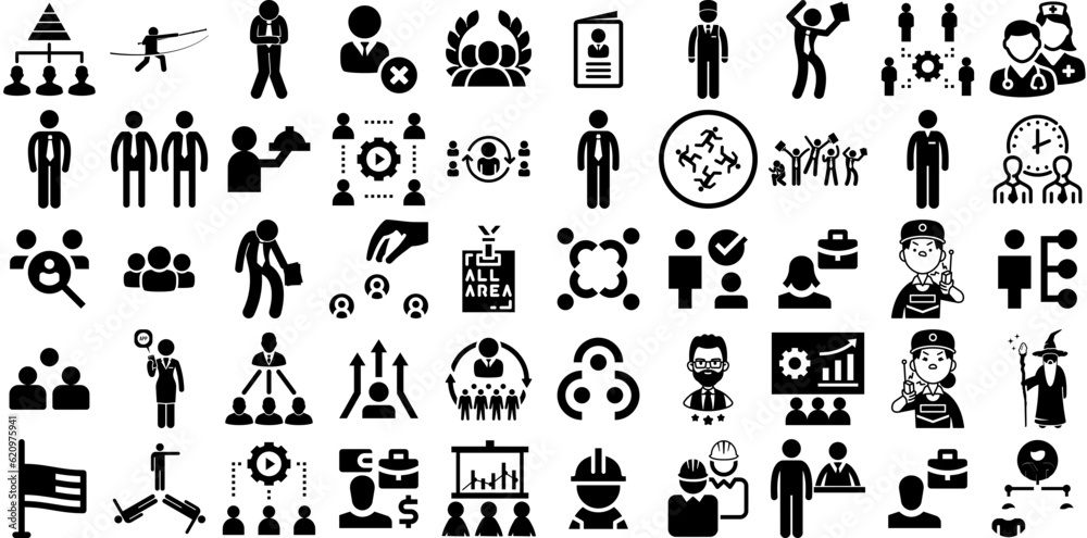 Massive Set Of Staff Icons Bundle Hand-Drawn Isolated Modern Silhouette ...