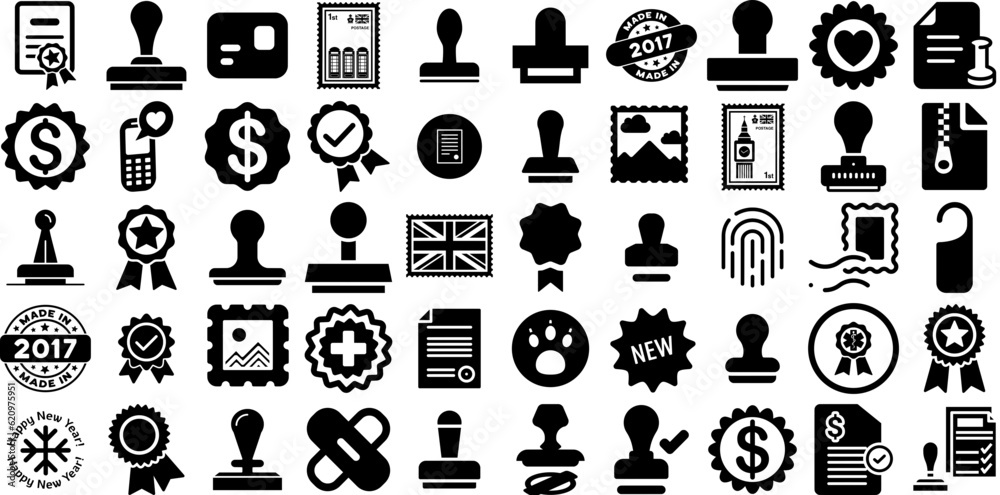Huge Set Of Stamp Icons Pack Solid Cartoon Web Icon Lead Pencil, Icon ...