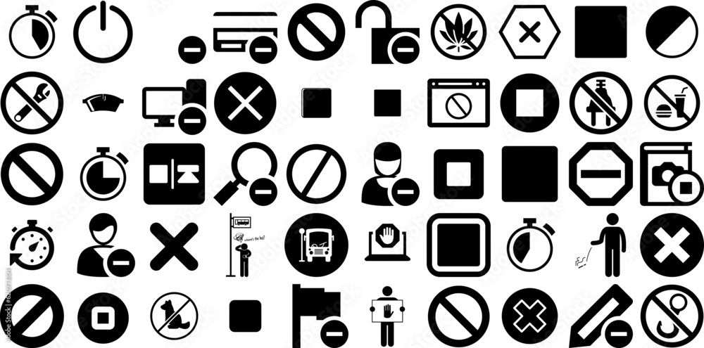 Mega Collection Of Stop Icons Bundle Black Simple Signs Icon, Music ...