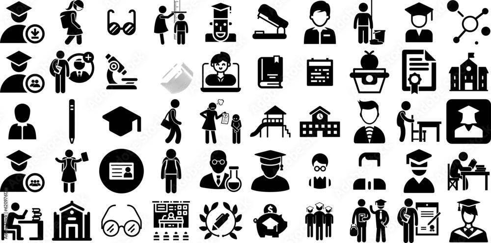 Massive Set Of Student Icons Pack Hand-Drawn Isolated Concept Symbols ...
