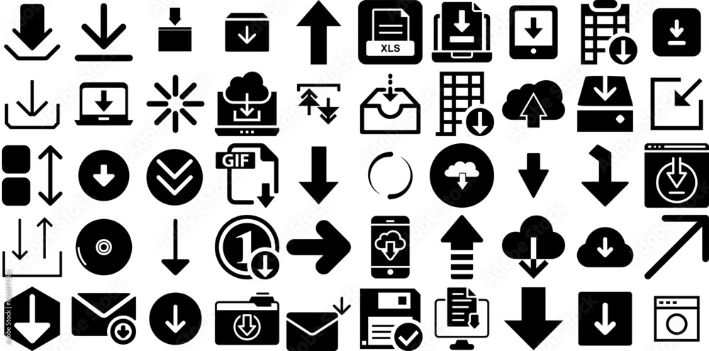 Big Collection Of Download Icons Collection Hand-Drawn Solid Simple ...