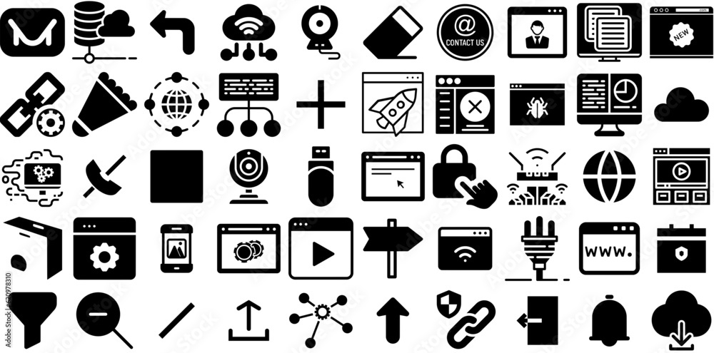 Big Set Of Web Icons Pack Flat Drawing Signs People, Silhouette, Court, Mark Symbol Isolated On ...