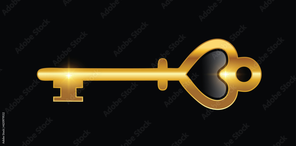 A vector illustration of Golden Key Logo Vector Illustration in black ...