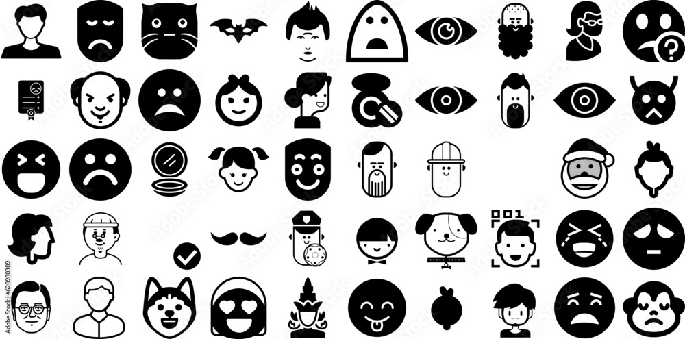 Mega Collection Of Face Icons Pack Hand-Drawn Isolated Concept Clip Art ...