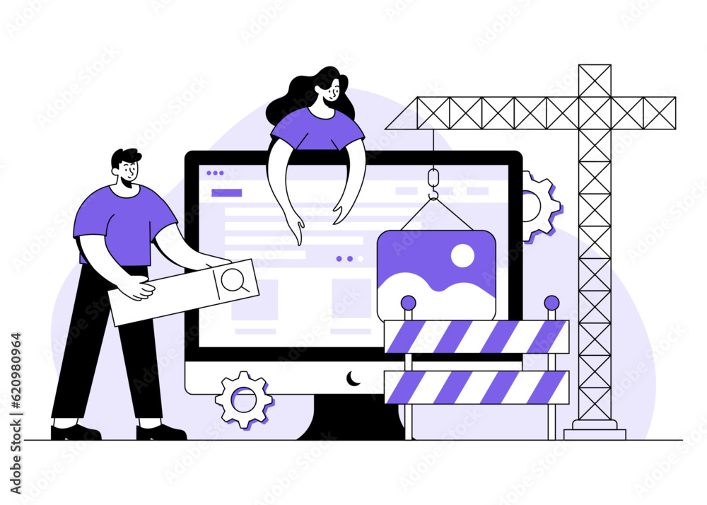 website, under construction flat illustration vector concept, people ... website, under construction flat illustration vector concept, people ...