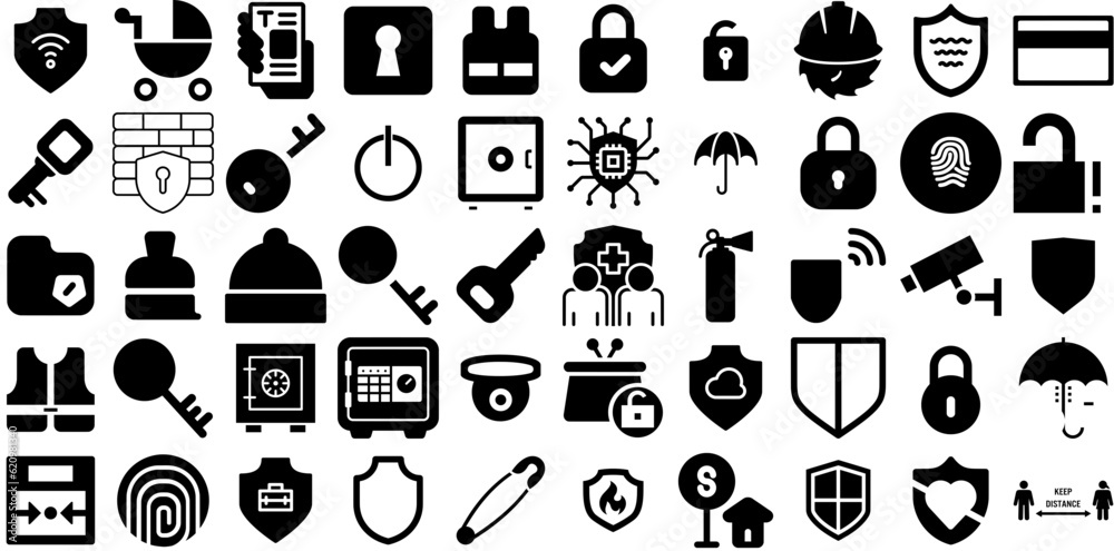 Massive Set Of Safety Icons Pack Hand-Drawn Isolated Drawing Pictograms ...