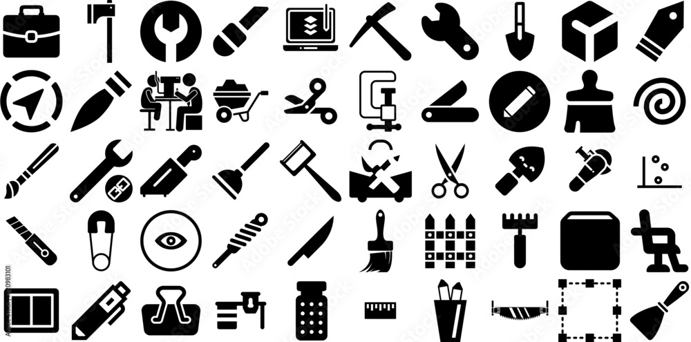 Massive Collection Of Tool Icons Collection Solid Simple Symbols ...