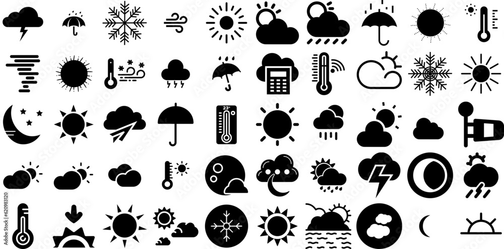 Massive Collection Of Weather Icons Collection Flat Design Symbol ...