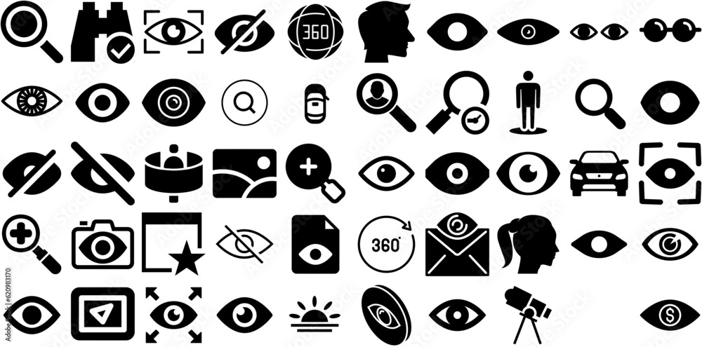 Big Set Of View Icons Collection Black Modern Pictogram Gradient ...