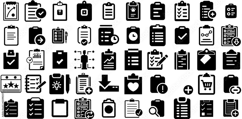 Mega Collection Of Clipboard Icons Collection Hand-Drawn Linear Simple ...