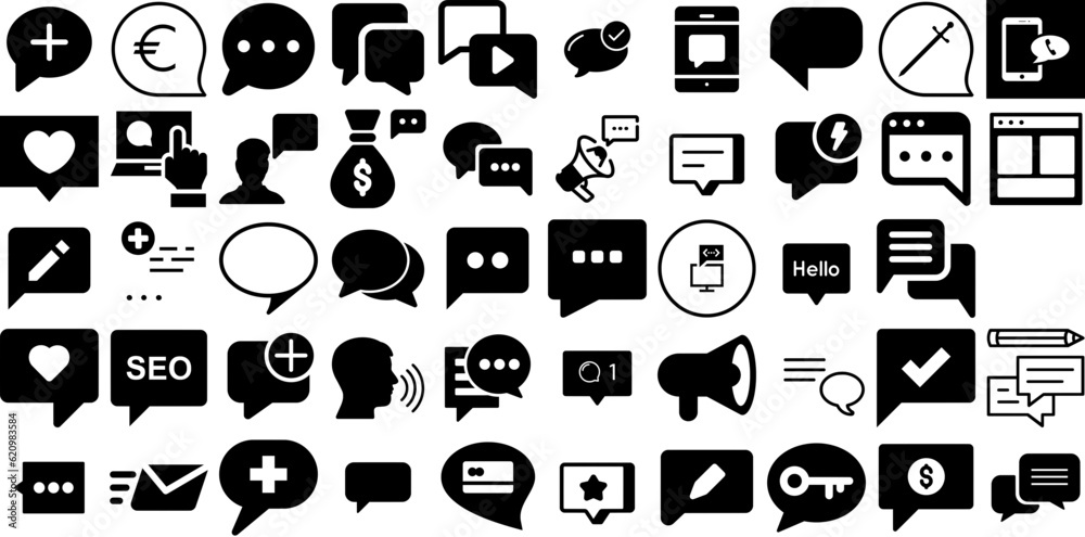 Big Set Of Comment Icons Collection Flat Modern Symbols Talk, Icon ...