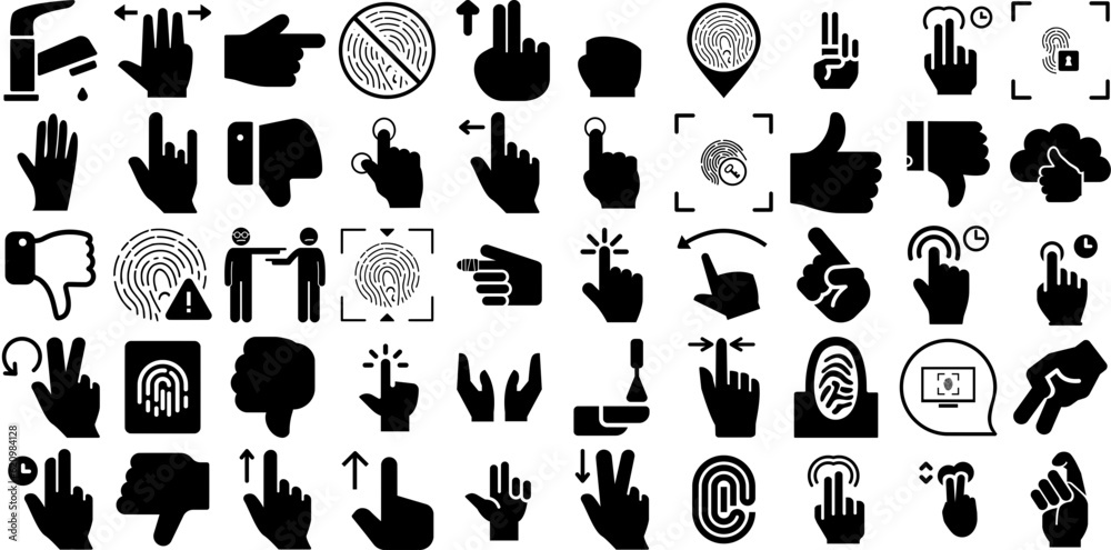 Mega Collection Of Finger Icons Collection Black Cartoon Clip Art Icon ...