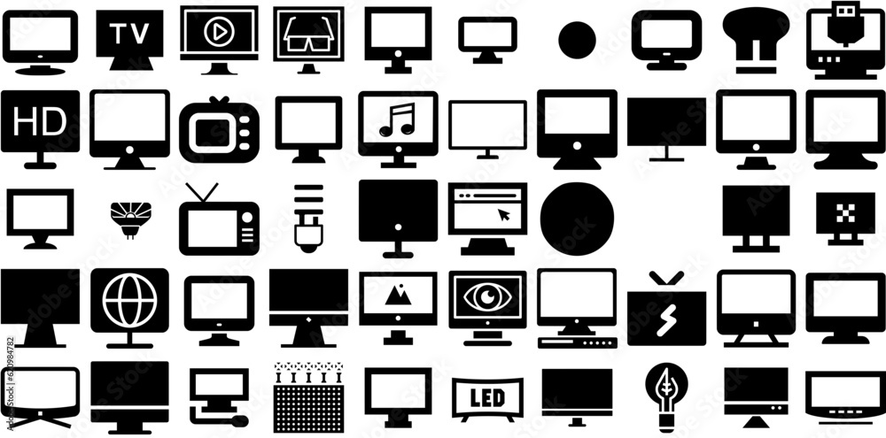 Huge Collection Of Led Icons Set Hand-Drawn Black Design Symbols Led ...