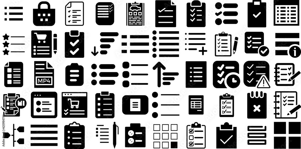 Huge Collection Of List Icons Bundle Hand-Drawn Solid Infographic ...