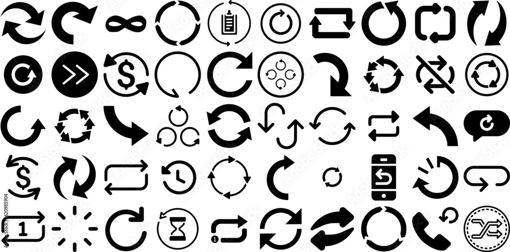 Big Set Of Repeat Icons Bundle Linear Vector Clip Art Replay, Icon ...