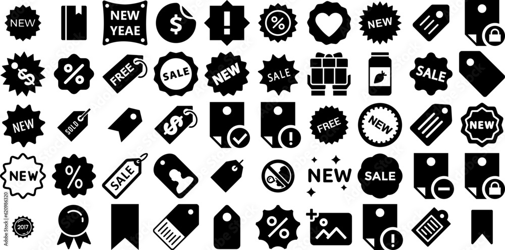 Mega Set Of Sticker Icons Bundle Isolated Infographic Symbol Three ...