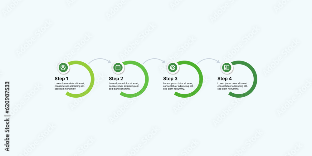 Progress infographic from left to right to show task flow Stock Vector ...