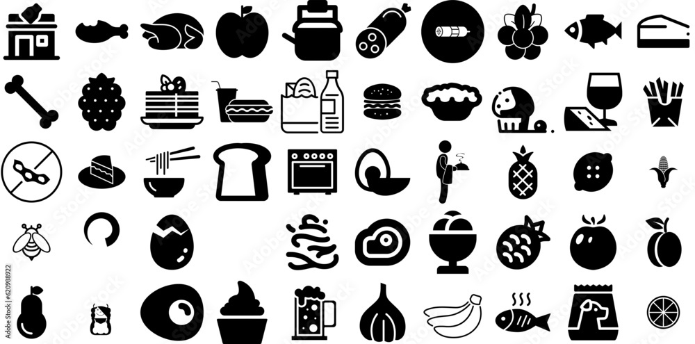 Vetor de Mega Set Of Food Icons Set Linear Infographic Clip Art ...