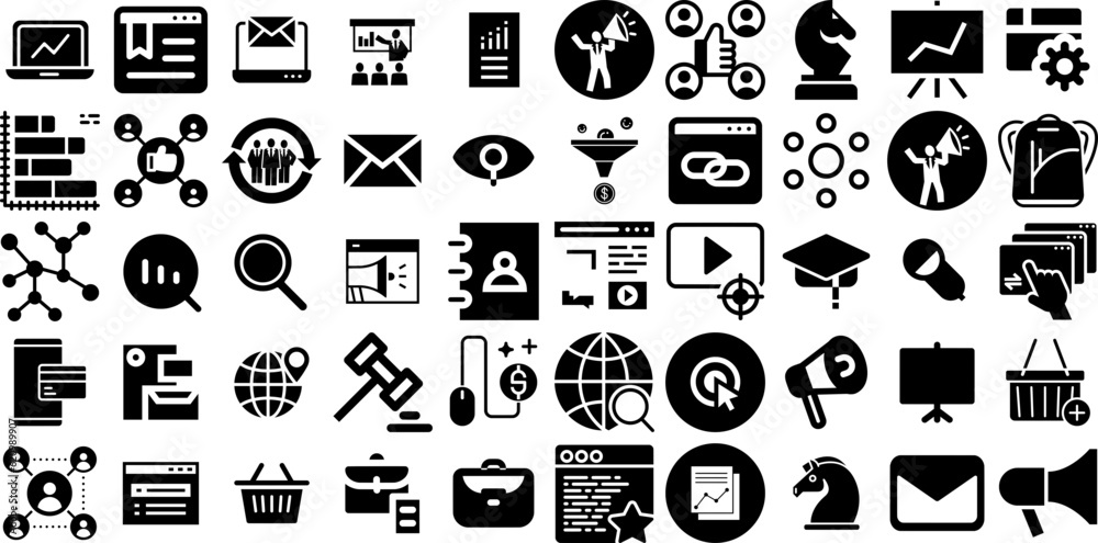 Big Collection Of Marketing Icons Collection Solid Design Clip Art ...