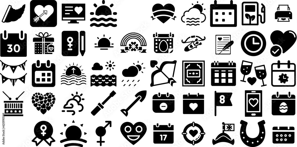 Mega Set Of Day Icons Pack Flat Cartoon Symbol Icon, Trowel, Nubes ...