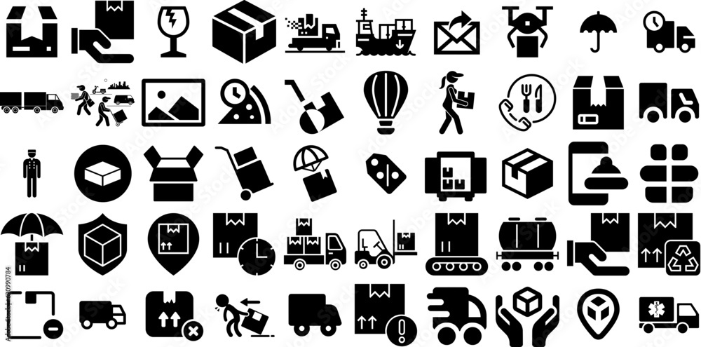 Massive Collection Of Delivery Icons Bundle Hand-Drawn Isolated Vector ...