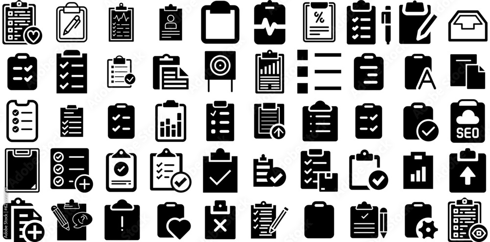 Huge Collection Of Clipboard Icons Collection Hand-Drawn Linear Drawing ...