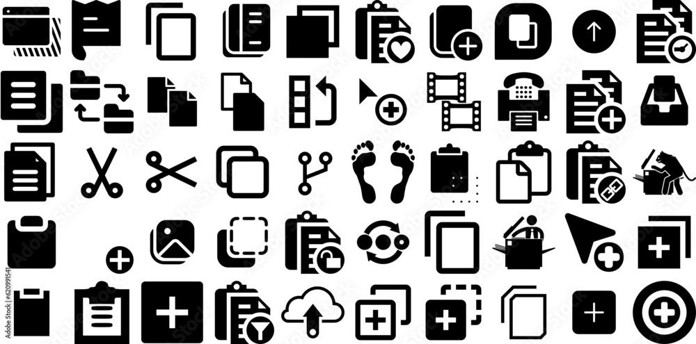 Big Collection Of Copy Icons Set Hand-Drawn Solid Modern Signs Paper ...