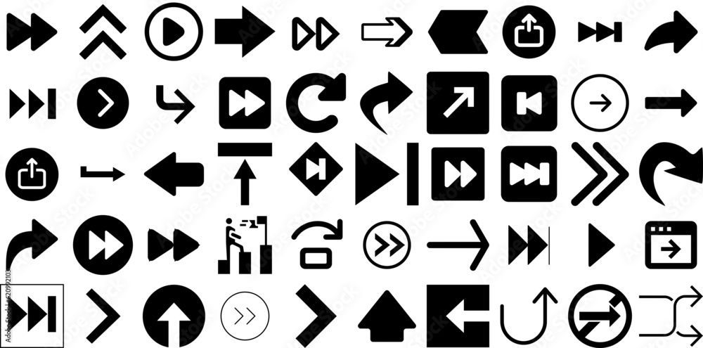 Big Collection Of Forward Icons Pack Hand-Drawn Isolated Drawing ...