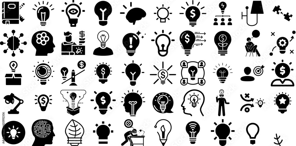 Huge Collection Of Idea Icons Bundle Linear Simple Pictogram ...