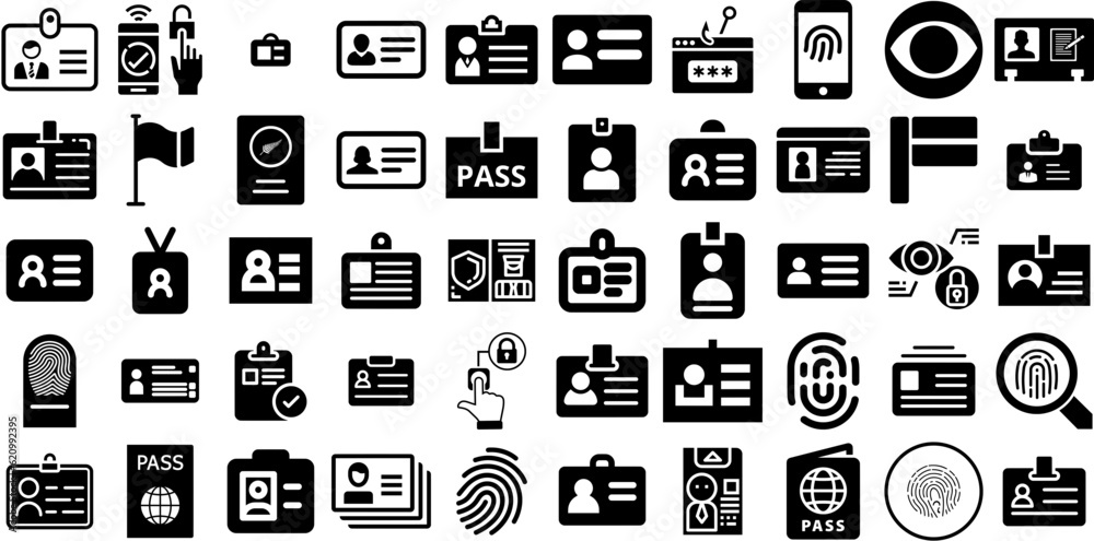 Big Collection Of Identity Icons Set Linear Vector Pictograms Badge ...
