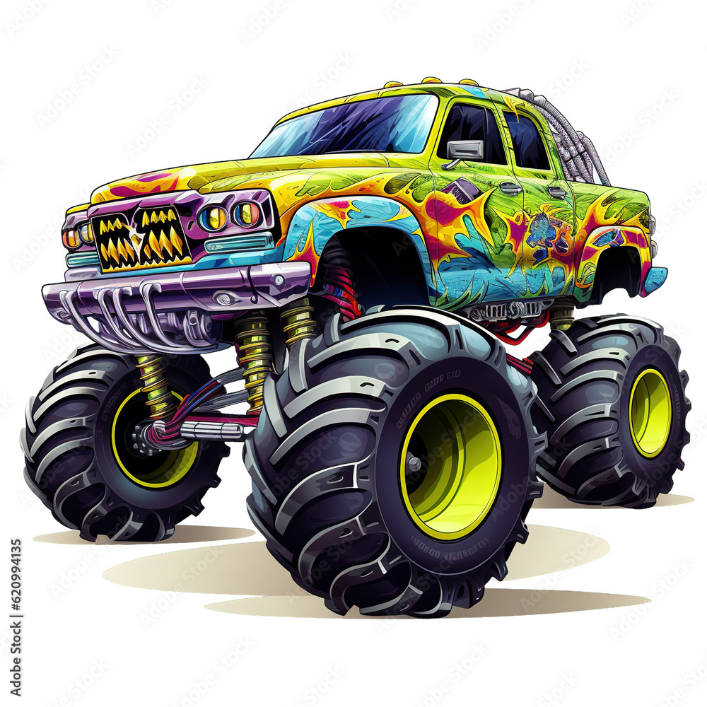 Monster Truck Sublimation Clipart. Monster Truck Cartoon Style for Kids ...