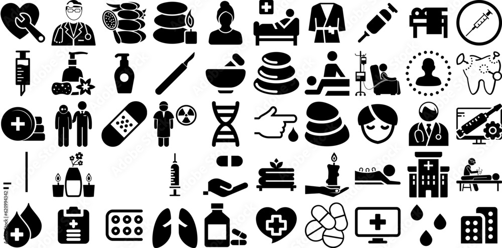 Big Collection Of Treatment Icons Pack Isolated Simple Elements Outline ...