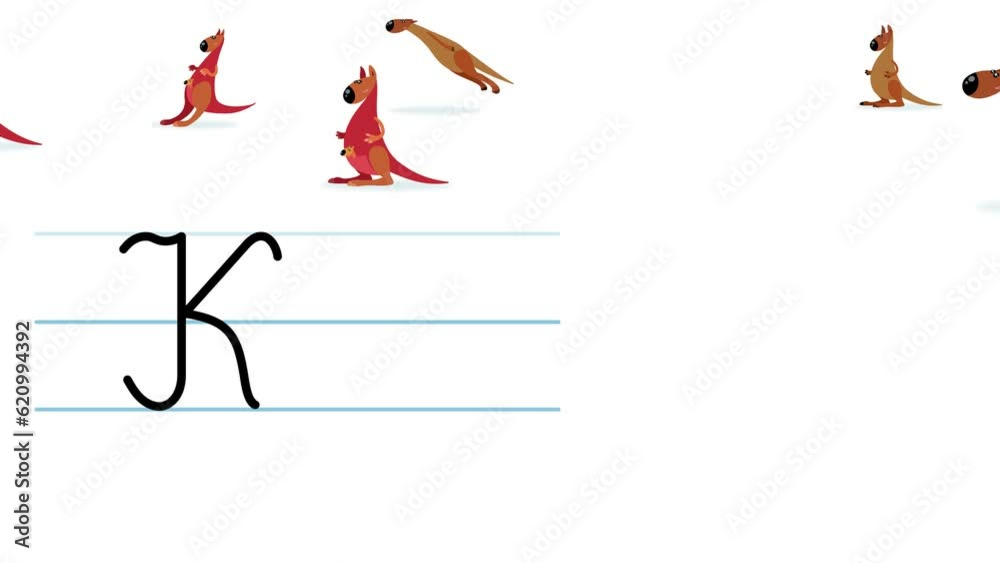 K letter writing like kangaroo cartoon animation. A compatibile part of ...