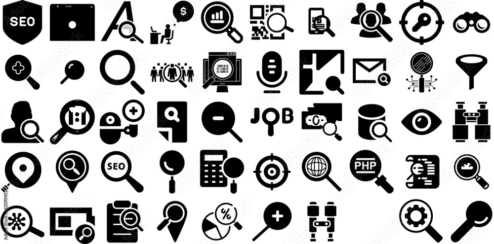 Massive Collection Of Search Icons Pack Linear Cartoon Signs Set, Find ...