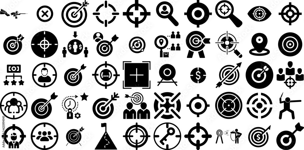 Mega Collection Of Target Icons Collection Hand-Drawn Solid Design ...
