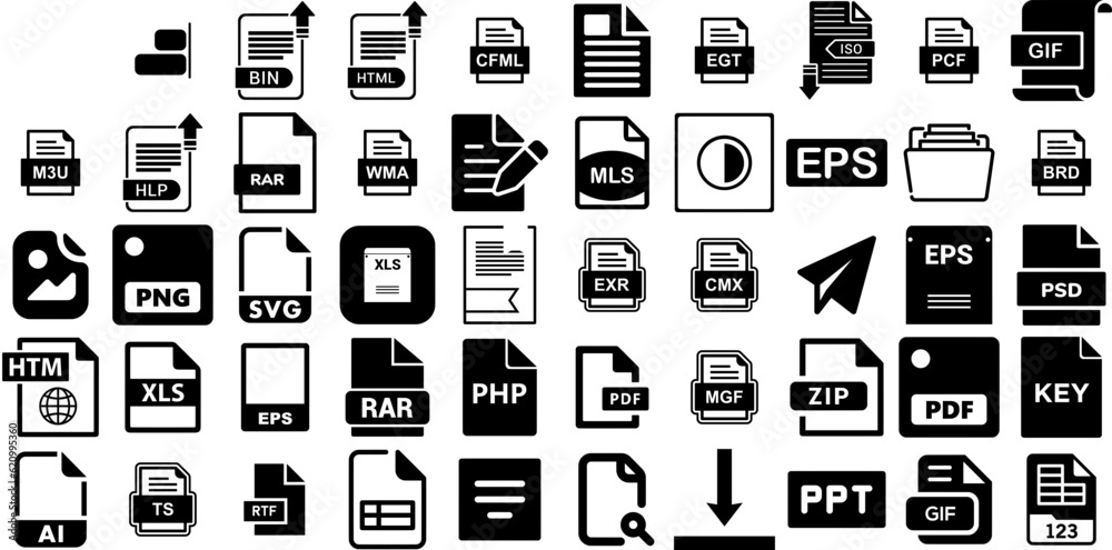 Massive Collection Of Format Icons Pack Hand-Drawn Solid Infographic ...