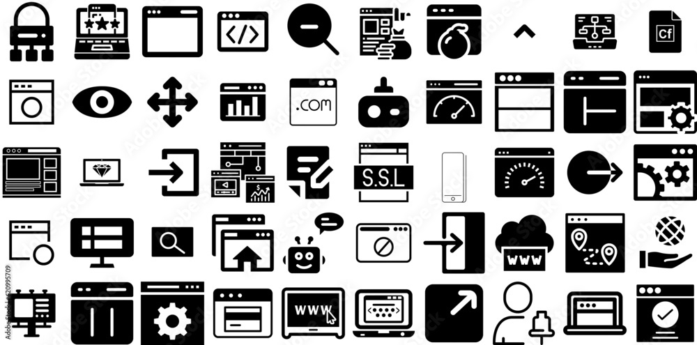 Massive Set Of Website Icons Collection Hand-Drawn Black Modern ...