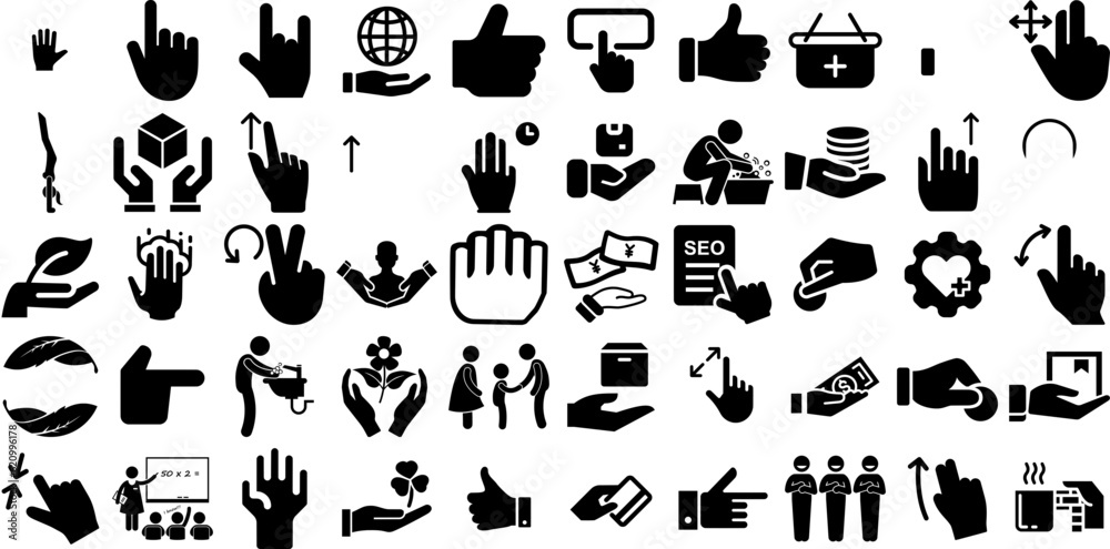 Mega Set Of Hand Icons Bundle Flat Vector Symbol Health, Drawn ...