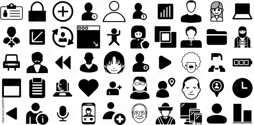 Mega Collection Of User Icons Collection Black Design Silhouette ...
