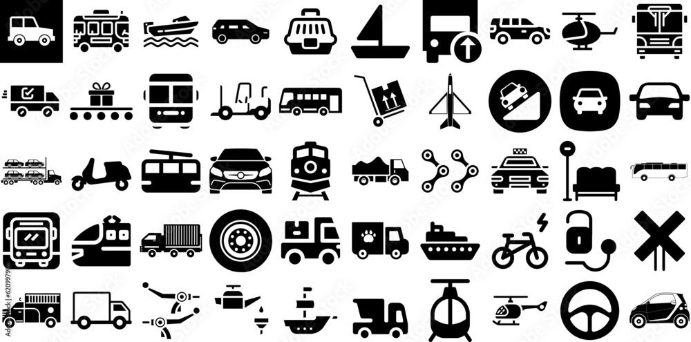 Massive Collection Of Transportation Icons Bundle Isolated Simple Clip ...