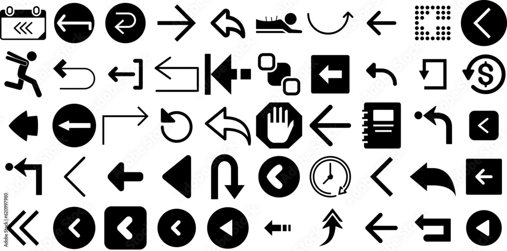 Massive Collection Of Back Icons Pack Isolated Drawing Pictogram Icon ...