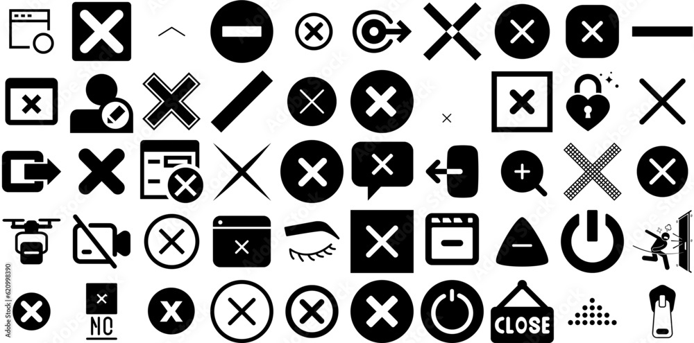 Massive Collection Of Close Icons Set Hand-Drawn Isolated Infographic ...