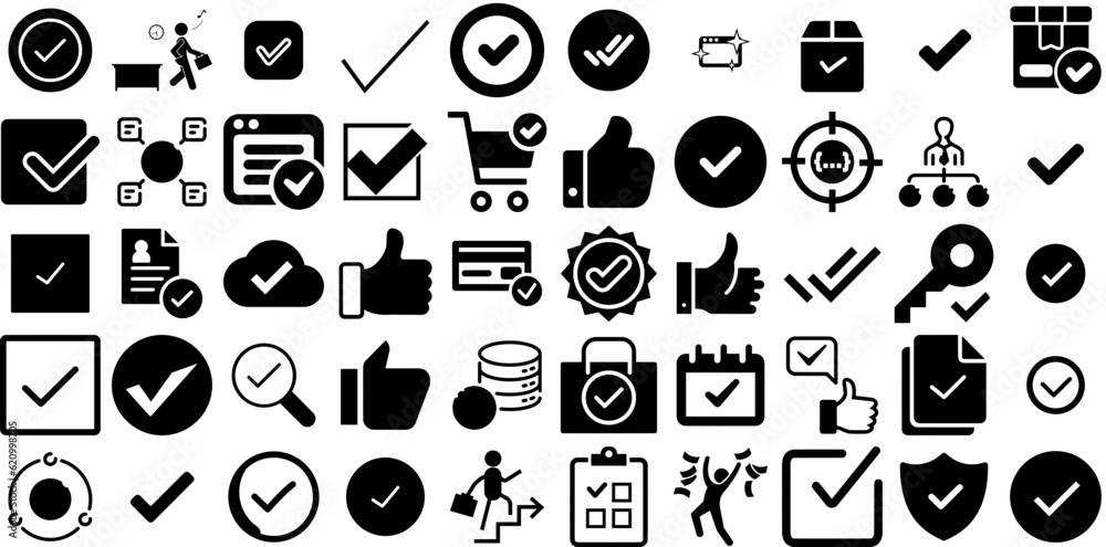 Vetor de Massive Collection Of Done Icons Bundle Hand-Drawn Linear ...
