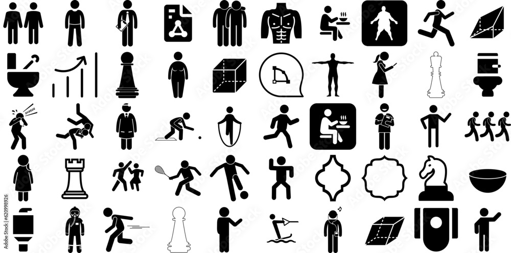 Big Collection Of Figure Icons Collection Linear Drawing Signs ...