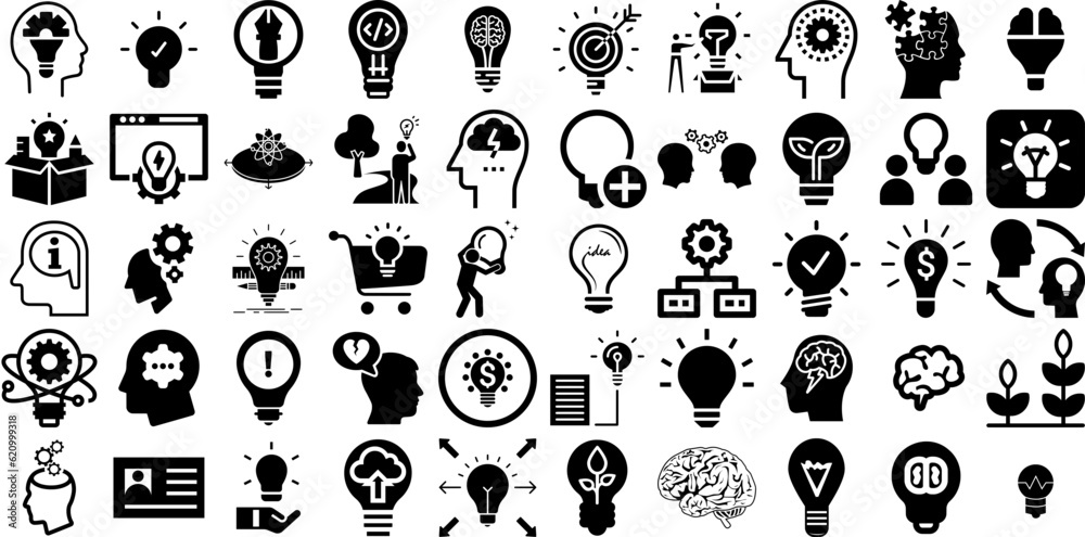 Vecteur Stock Big Collection Of Idea Icons Pack Hand-Drawn Isolated ...